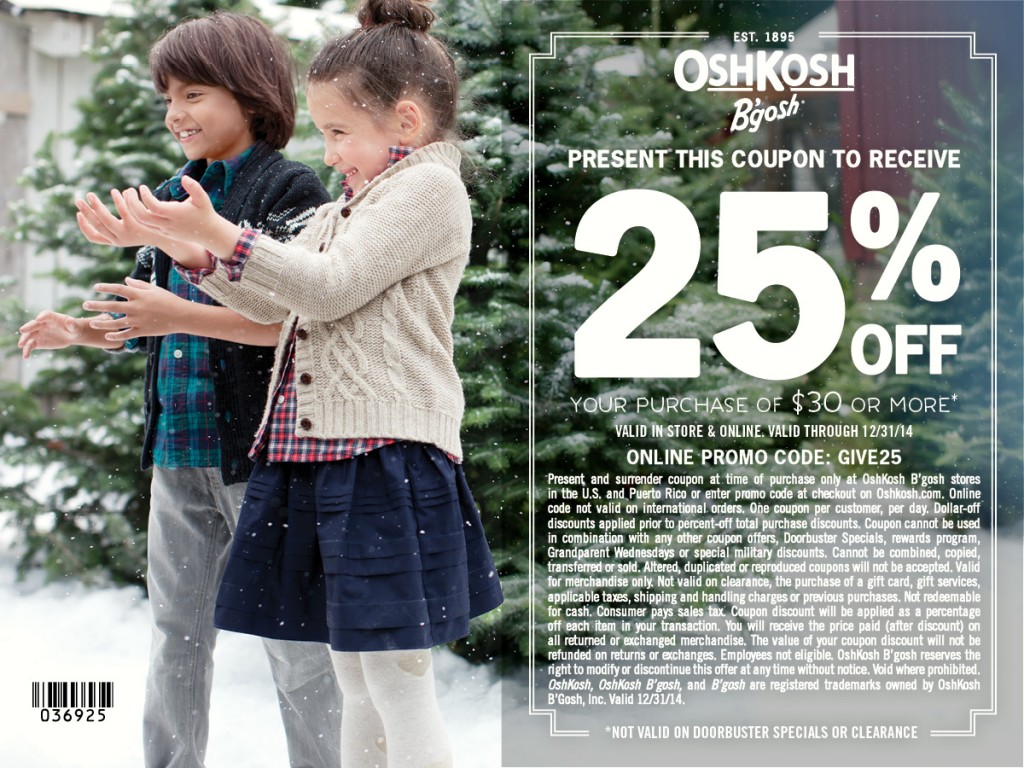 *Expired* OshKosh B'gosh 25% off Coupon #GIVEHAPPY - Freebies 4 Mom