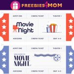 📺Free Kids Printable Movie Night Custom Tickets + Game - Freebies 4 Mom