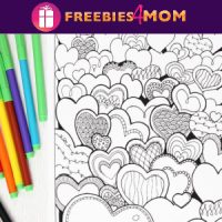 💗Free Printable Valentines Adult Coloring: Field of Hearts - Freebies 4 Mom