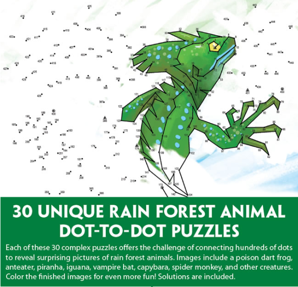 🦎Free Printable Puzzles: Rain Forest Animals Dot-to-Dot - Freebies 4 Mom
