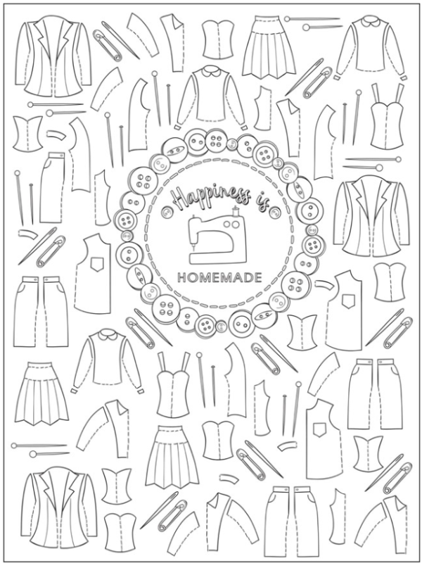 🧶Free Printable Adult Coloring: Sew Stylish - Freebies 4 Mom